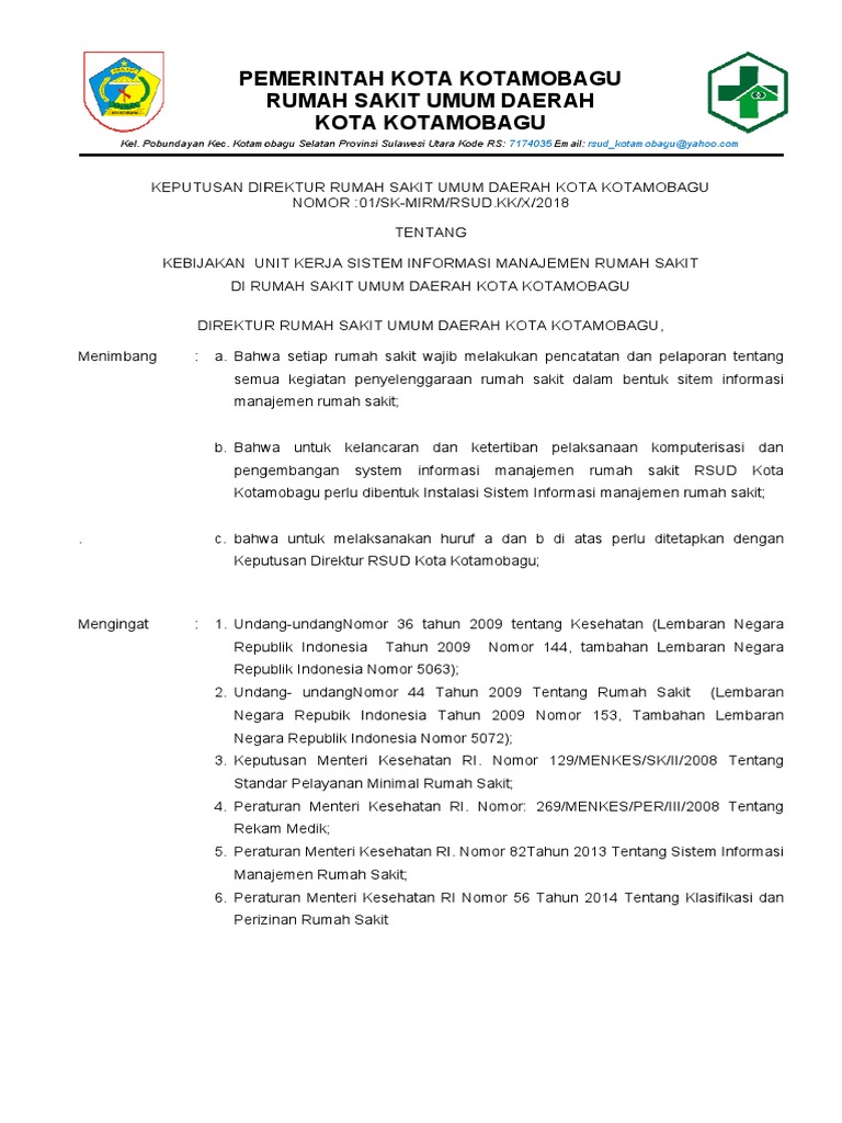 SK Unit Kerja Sim Rs PDF | PDF | Teknologi & Rekayasa