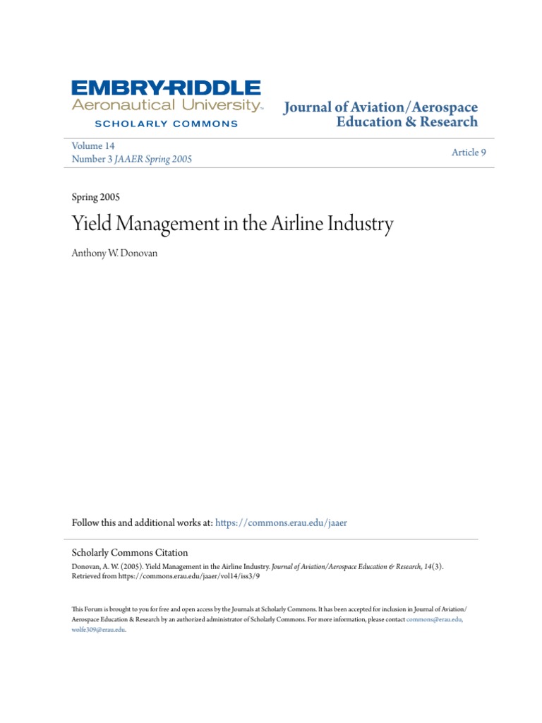 Yield Management in The Airline Industry PDF | PDF | Price Elasticity ...
