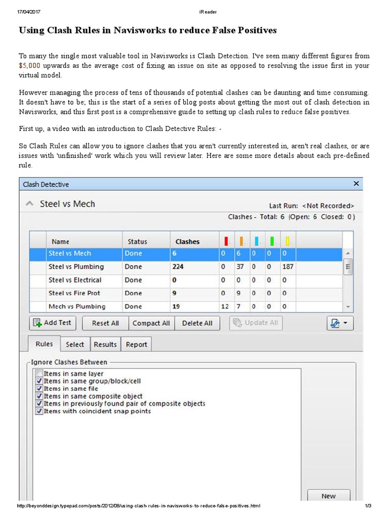 Navisworks Clash Rules Guide | PDF