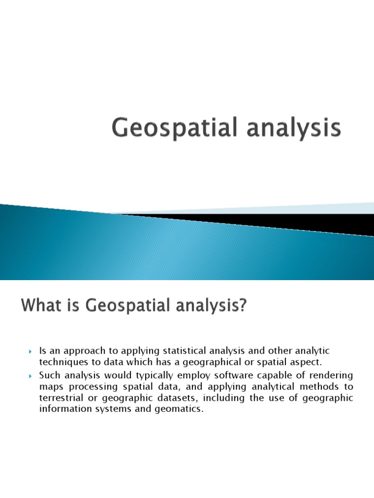 Geospatial Analysis Pdf Spatial Analysis Geographic Information System