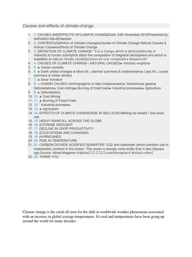 Causes and Effects of Climate Change | Download Free PDF | United ...