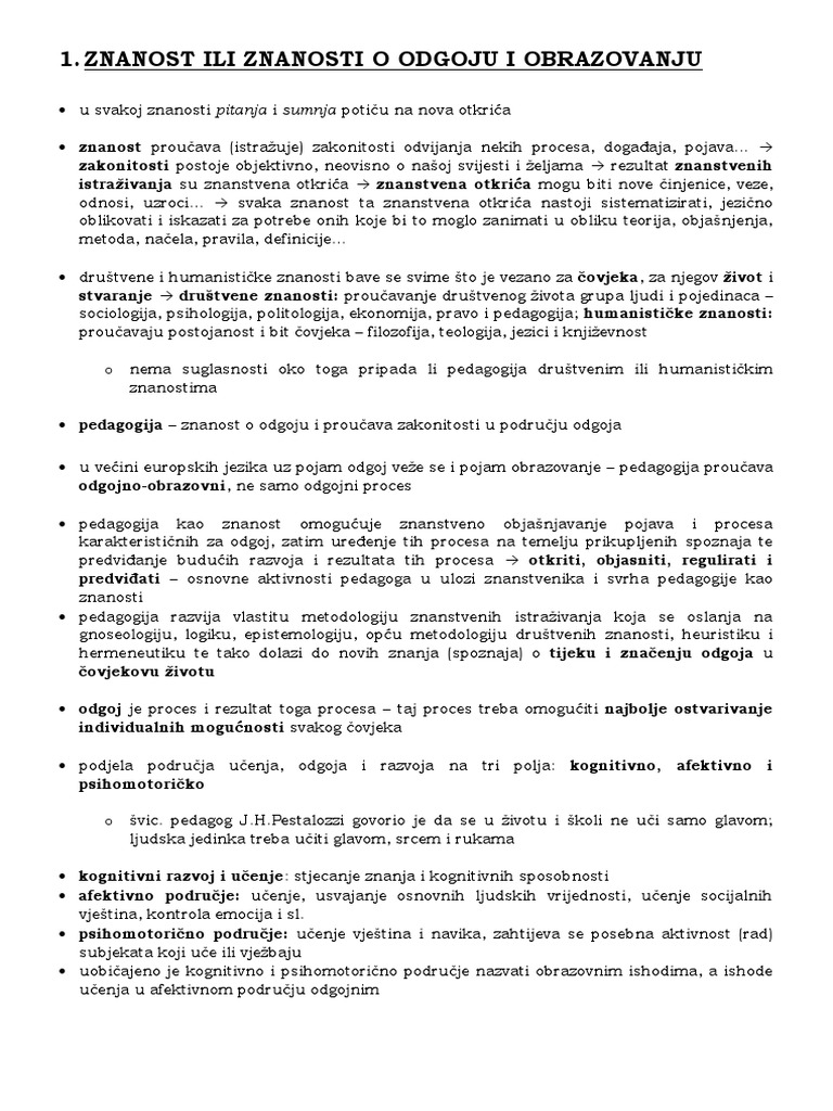 Skripta Za Ispit Iz Pedagogije | PDF