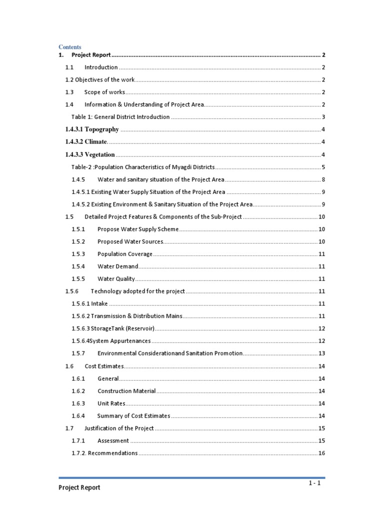 Water Supply Project Report | PDF | Sanitation | Drinking Water