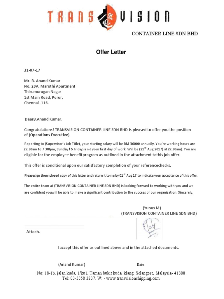 Offer Letter Format | PDF