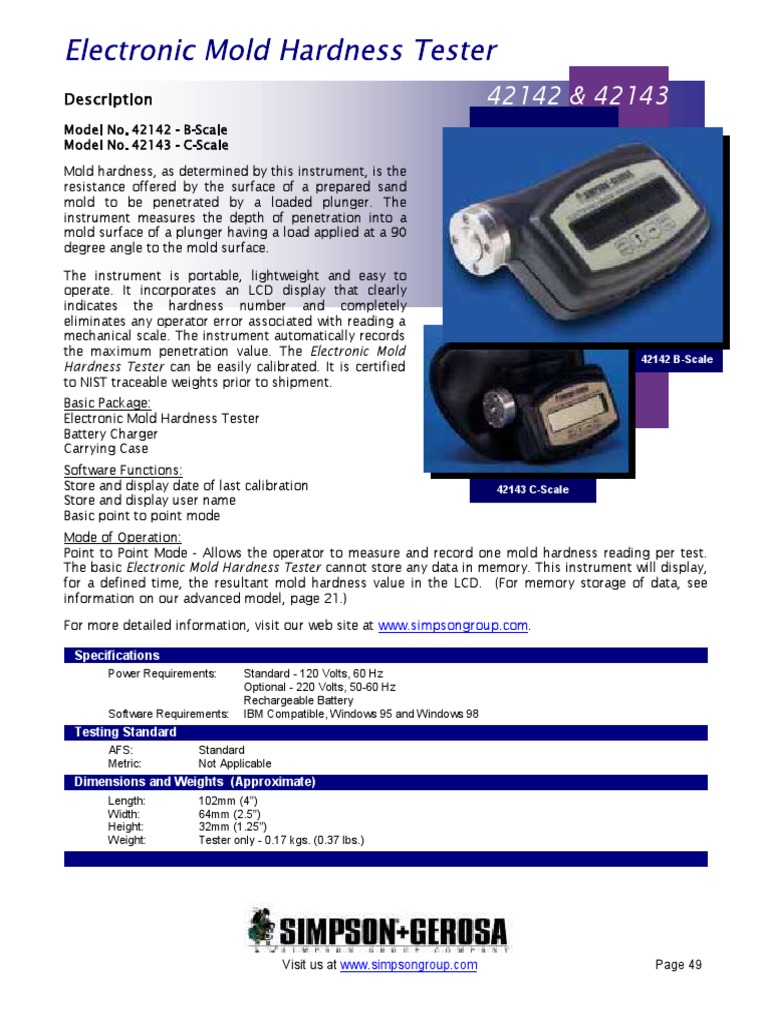 Simpson Mold Hardness Tester | PDF