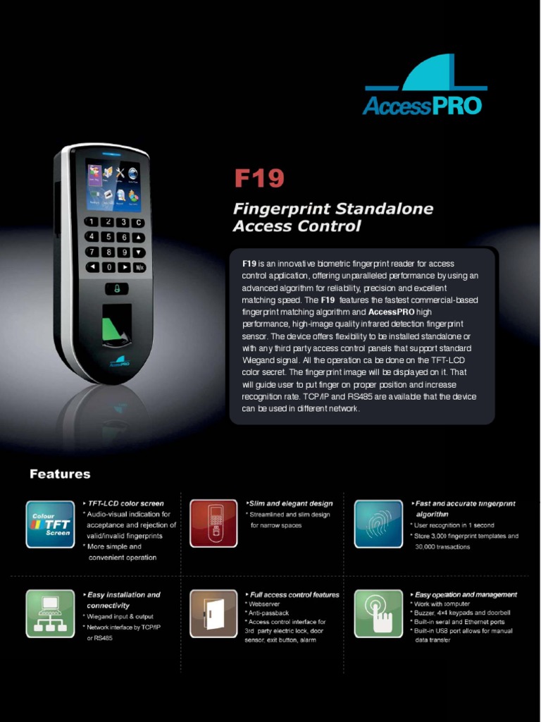 F19 Is An Innovative Biometric Fingerprint Reader For Access | PDF | Business | Computers