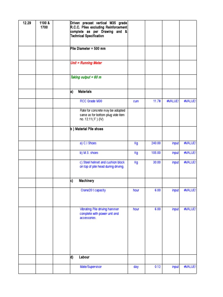 Unit Running Meter: Taking Output 60 M | Download Free PDF | Deep ...