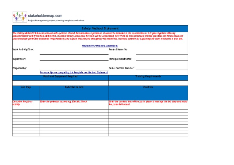 Safety Method Statement Template | PDF