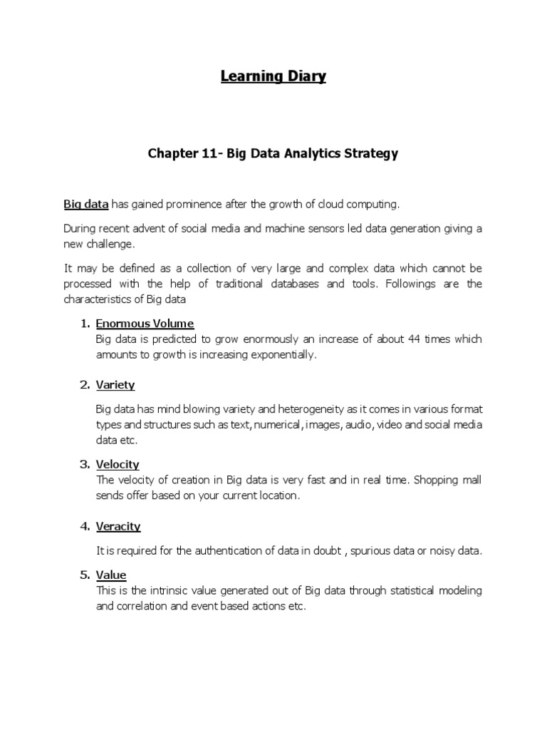 Learning Diary Final | PDF | Analytics | Big Data