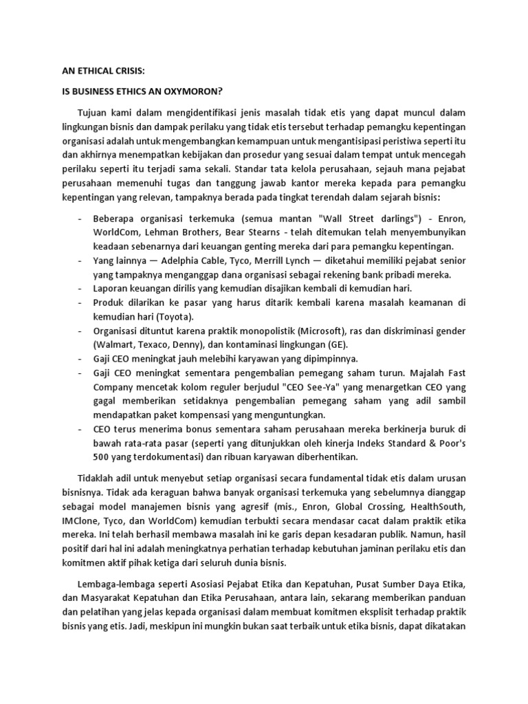 An Ethical Crisis | PDF