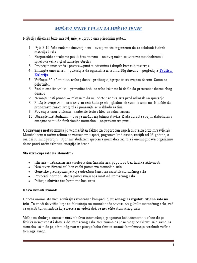 Mrsavljenje I Plan Za Mrsavljenje | PDF