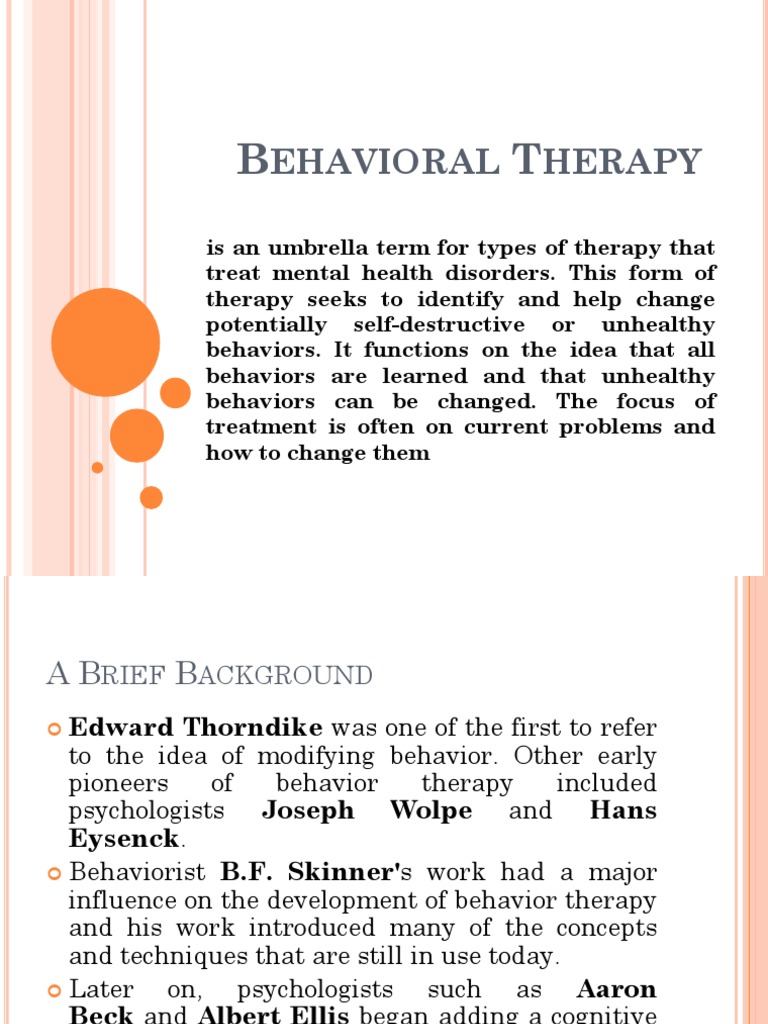 Overview of Behavioral Therapy Techniques | PDF | Behaviour Therapy ...