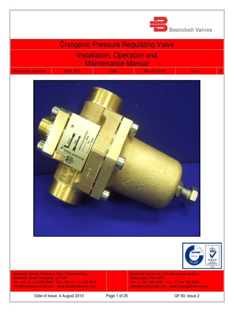Rego Cryo Regulator | PDF | Valve | Chemical Engineering