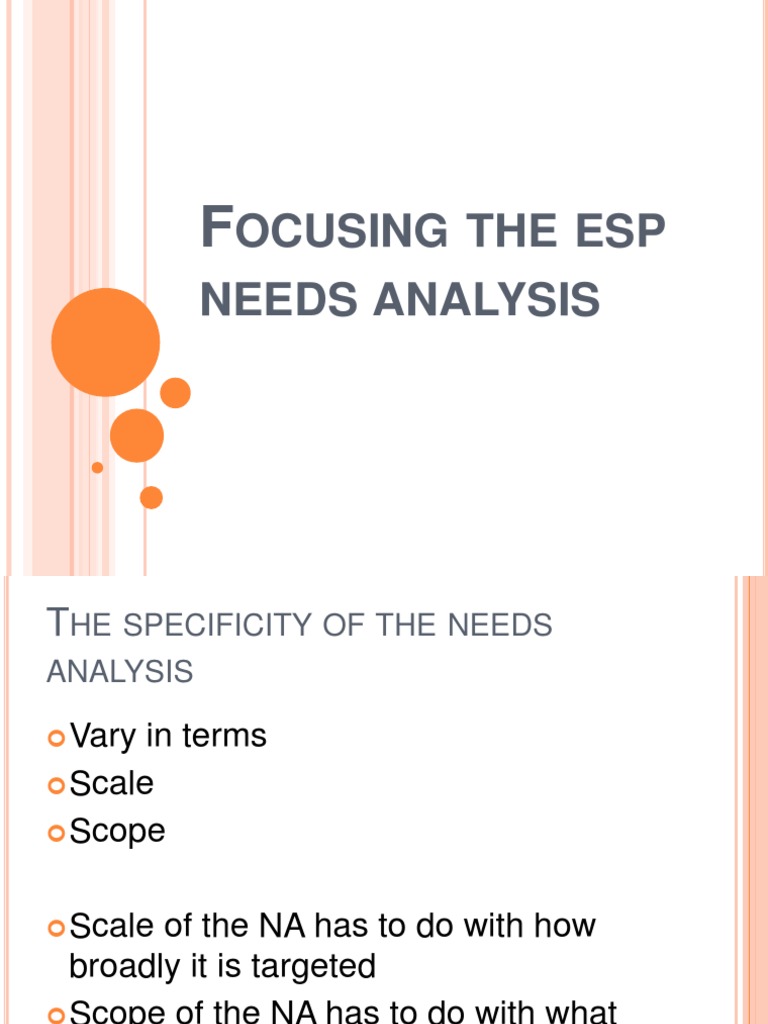 Ocusing The Esp Needs Analysis | PDF | English As A Second Or Foreign Language | Teachers