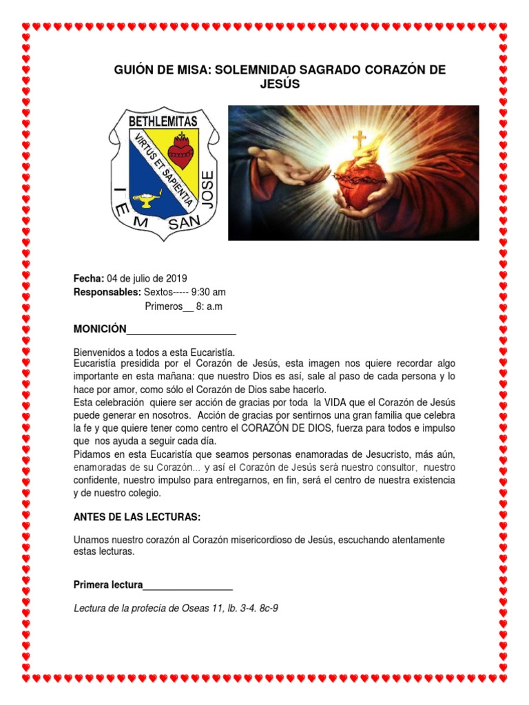 Guión de Misa Sagrado | PDF | Salvación | María, madre de Jesús