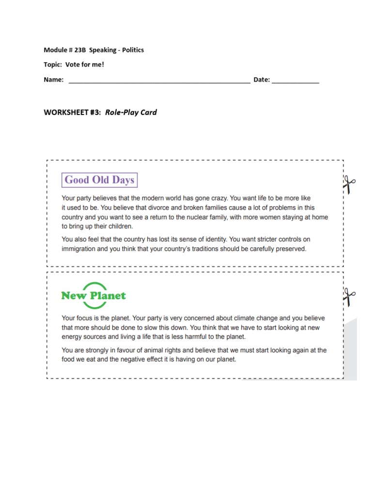 WORKSHEET #3: Role-Play Card | PDF | Career & Growth