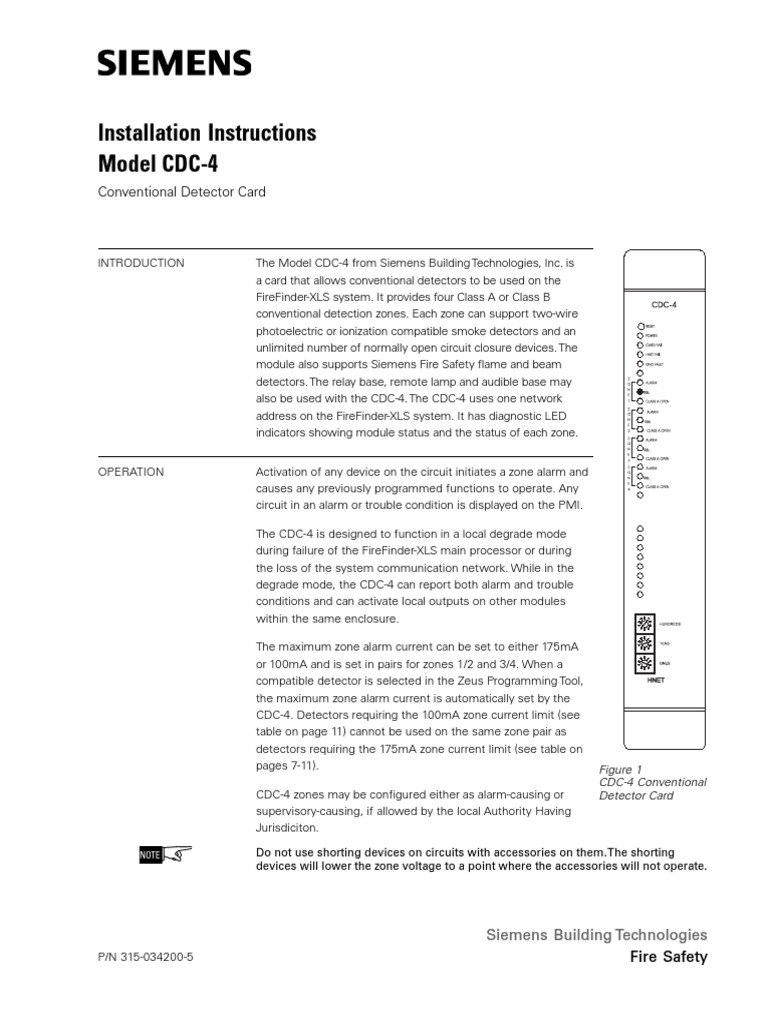 Installation Instructions Model CDC-4: Conventional Detector Card | PDF ...