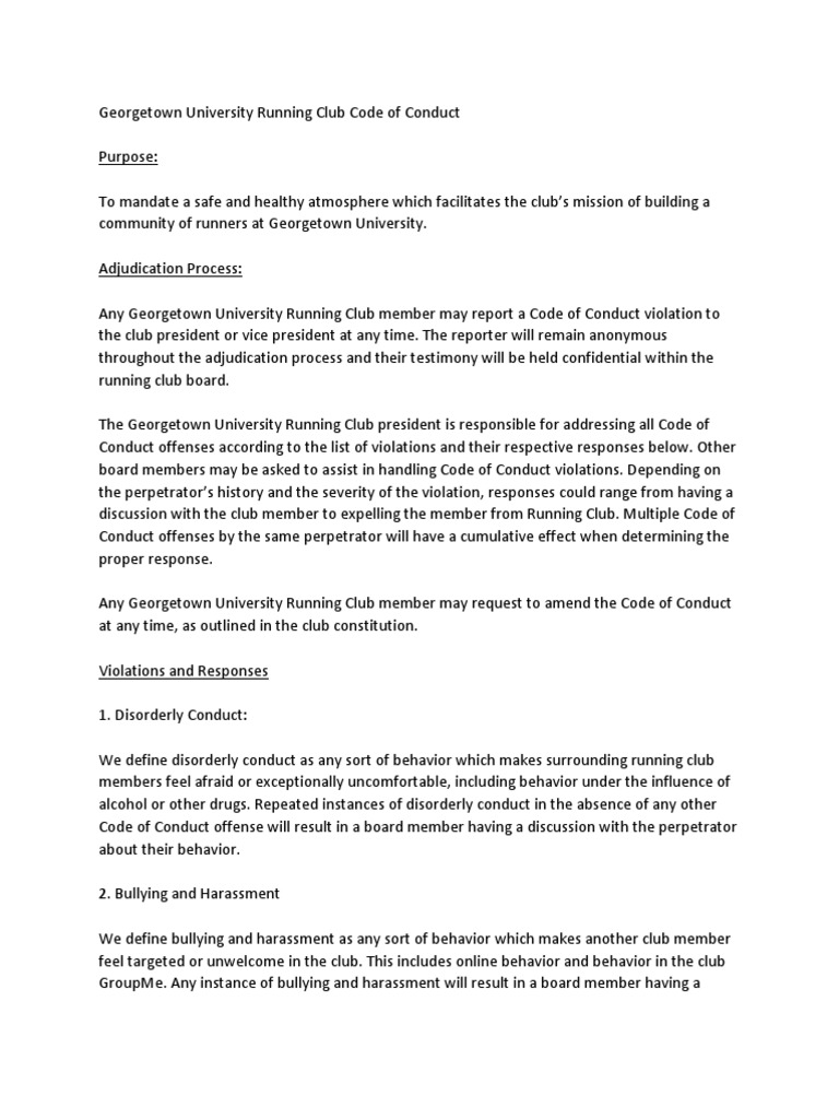 Code of Conduct | PDF | Harassment | Assault