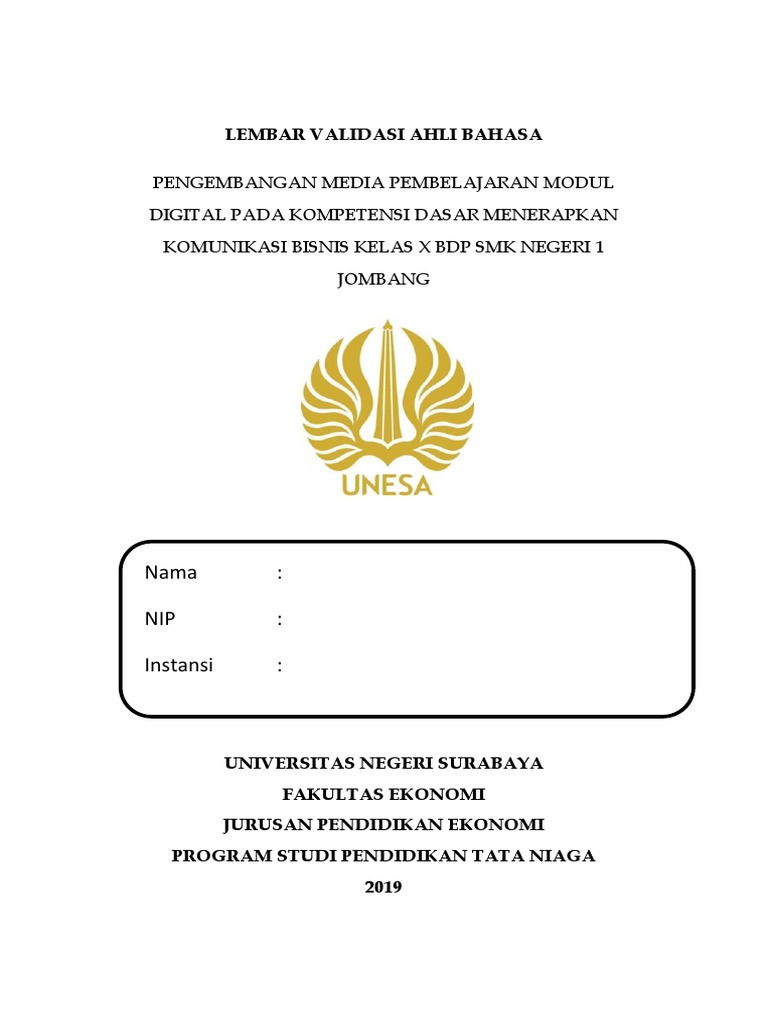 Lembar Validasi Ahli Bahasa | PDF