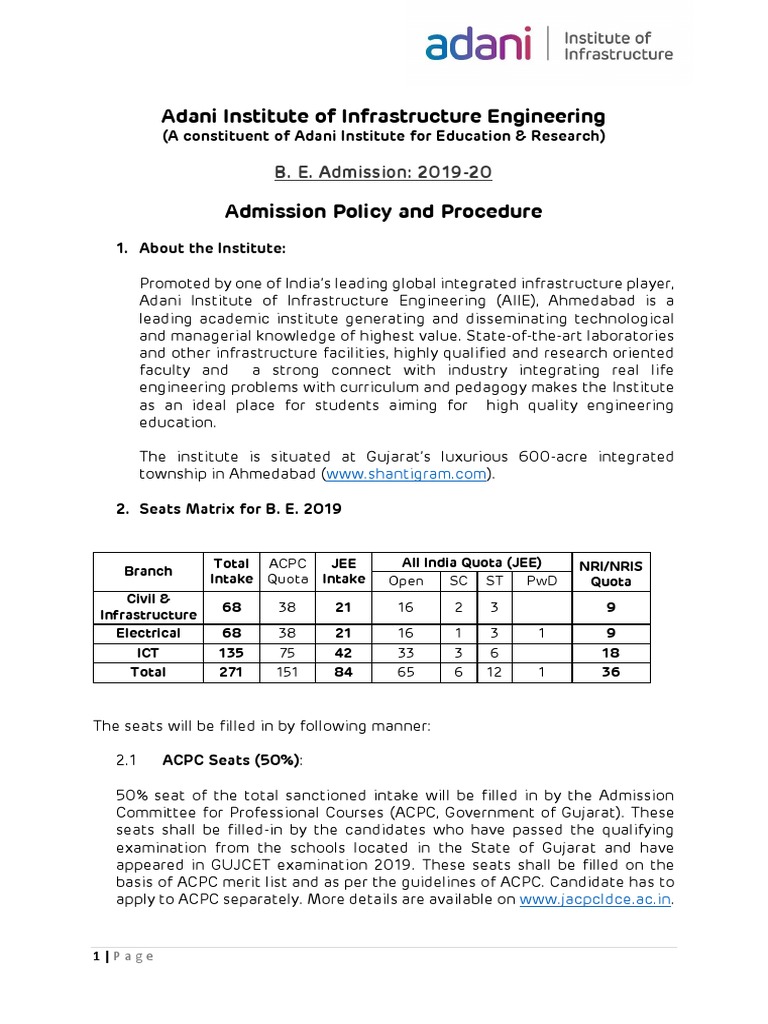 BE Admission Policy 2019 v2 | PDF | University And College Admission ...