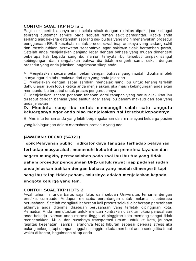 Contoh Soal TKP Hots 1 | PDF