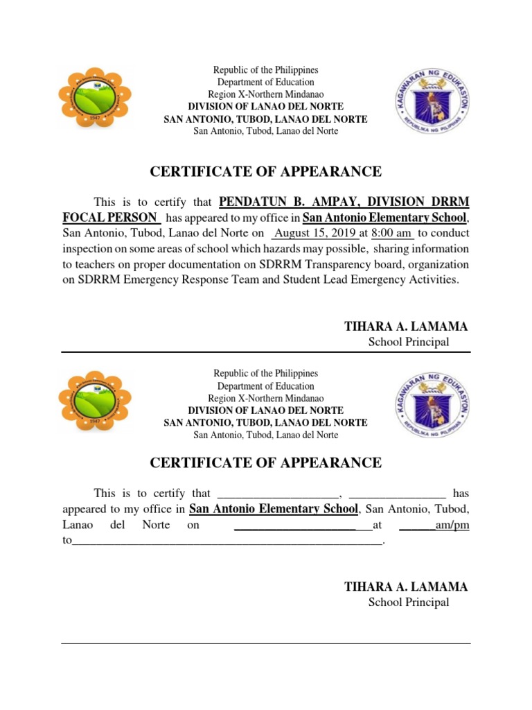 Certificate of Appearance | PDF | Public Sphere | Government