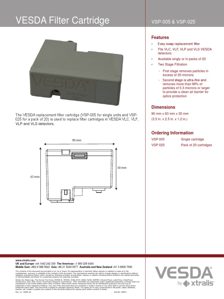 02 VESDA Filter Cartridge VSP-005 TDS AQ Lores | Download Free PDF | Trademark | Business Law