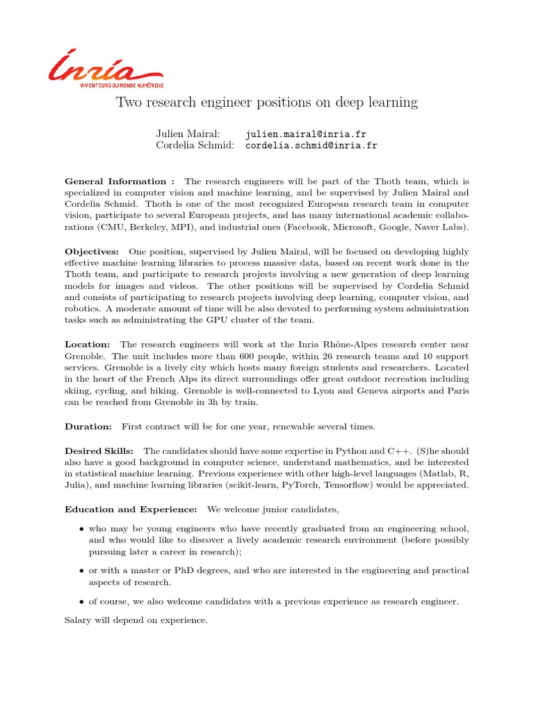 Research Engineer Erc | PDF | Deep Learning | Computer Vision