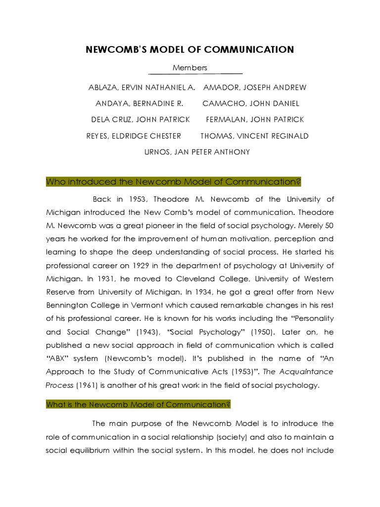 Newcomb | PDF | Applied Psychology | Communication