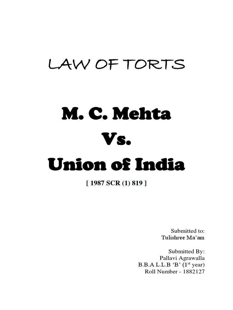 M.C.MEHTA vs. Union of India | PDF | Government Of India | Supreme ...