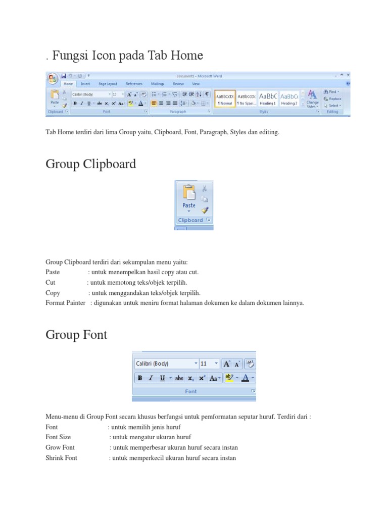 Fungsi Icon Pada Tab Home | PDF | Seni