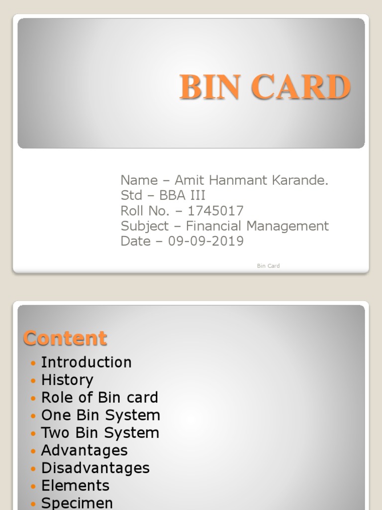 Bin Card | PDF | Inventory | Warehouse