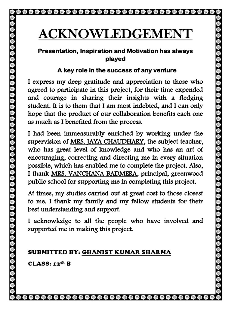 Acknowledgement: Presentation, Inspiration and Motivation Has Always ...