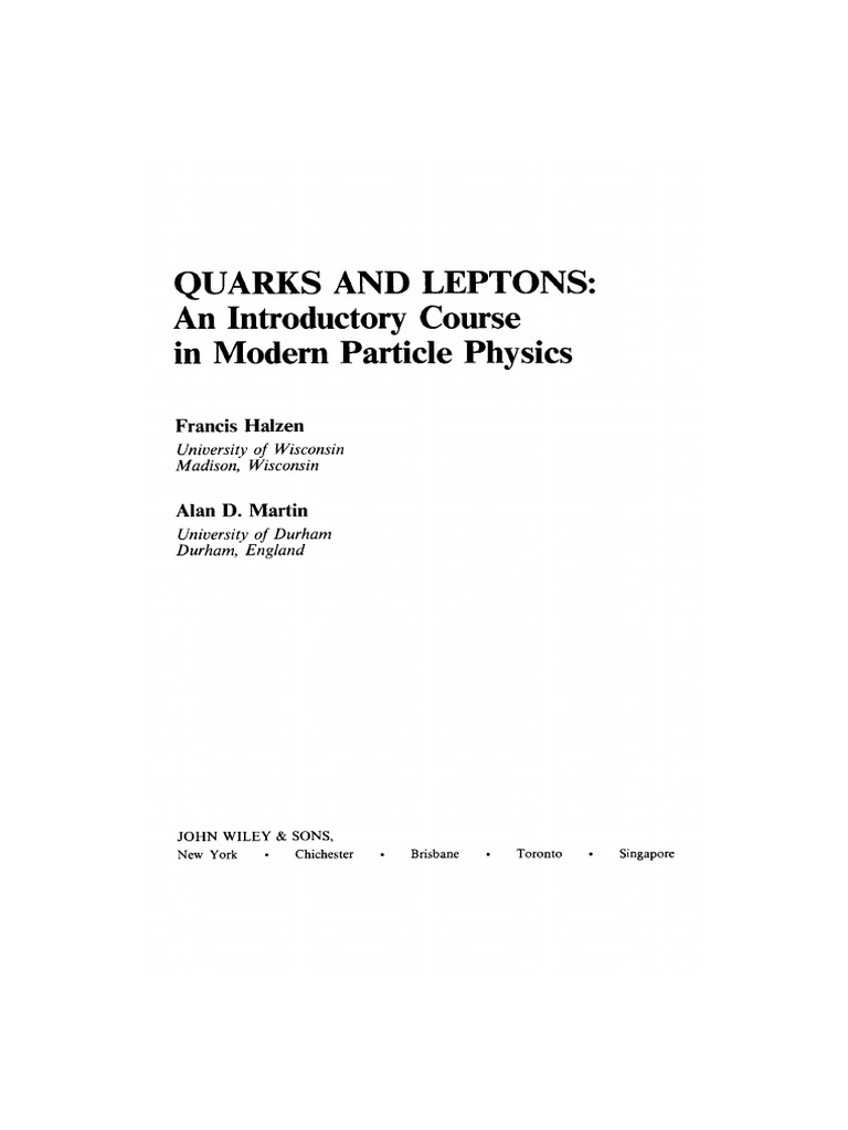 Quarks & Leptons PDF | PDF