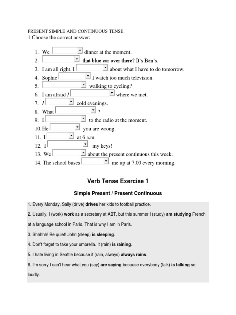 Present Simple and Continuous Tense | PDF | Grammatical Tense | Linguistics