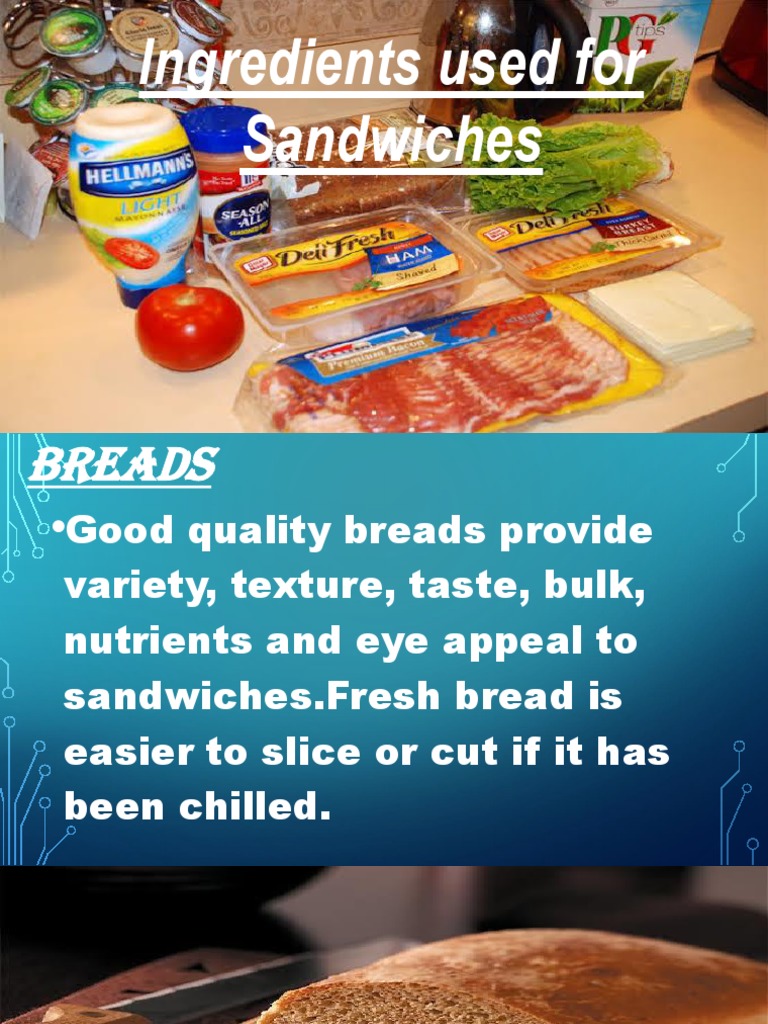 Ingredients Used For Sandwiches | PDF
