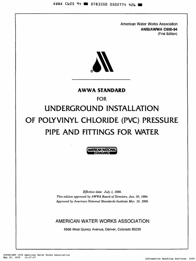 Awwa C605 - 94 | PDF