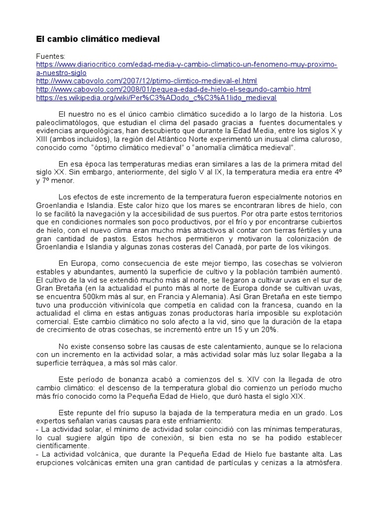 Óptimo Climático Medieval | PDF | Cambio climático | Era de Hielo