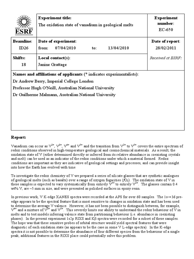 Oxidation States of Vanadium Lab Report | PDF | Spectroscopy | Redox