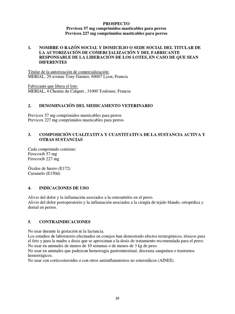 Previcox | PDF | Droga anti-inflamatoria libre de esteroides ...