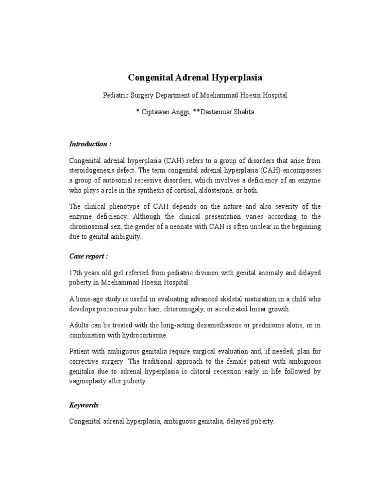 Prader Scale in Congenital Adrenal Hyperplasia | PDF