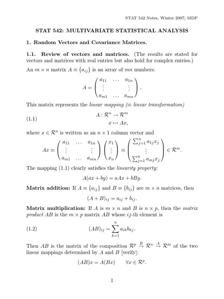 Multivariate Analysis M E Pdf Eigenvalues And Eigenvectors Matrix Mathematics