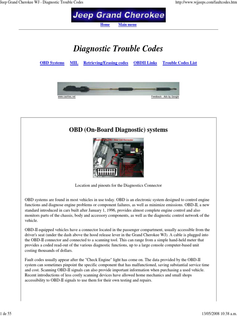Jeep Chrysler Diagnostic Trouble Codes | PDF | Throttle | Vehicles