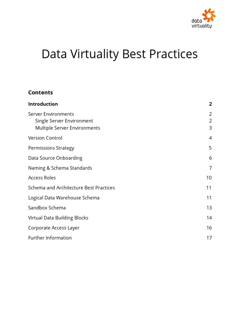 Data Virtuality Best Practices | PDF | Data Warehouse | Database Schema