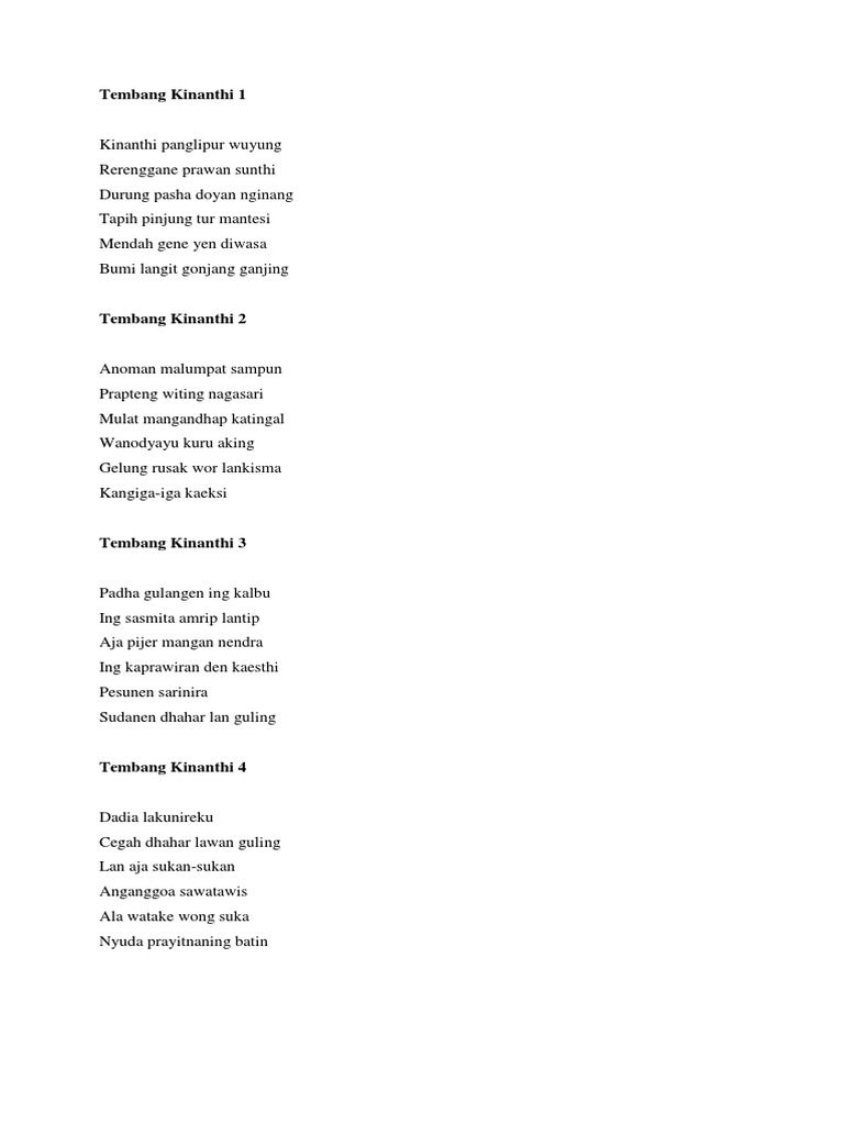 Tembang Kinanthi 1 | PDF