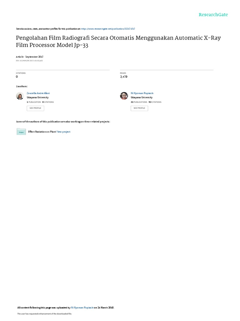 Pengolahan Film Radiografi Secara Otomatis Menggun | PDF | Radiography