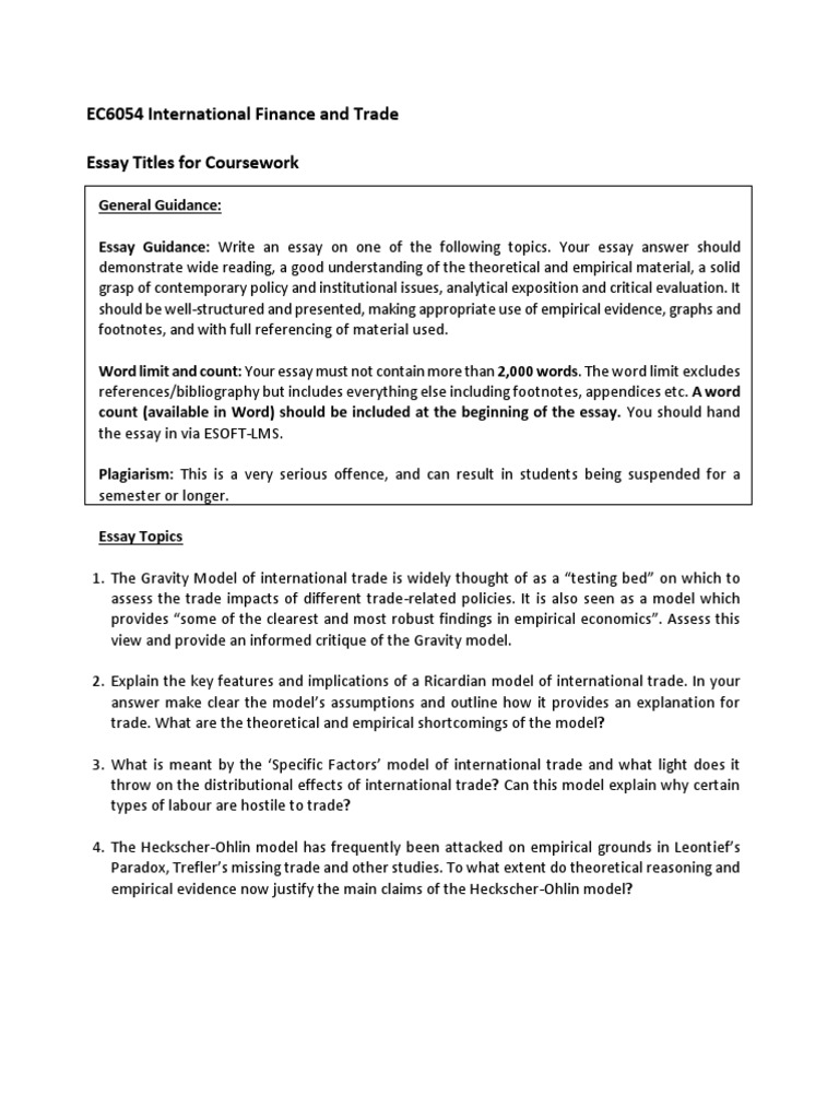 International Finance and Trade | PDF | Comparative Advantage | Essays