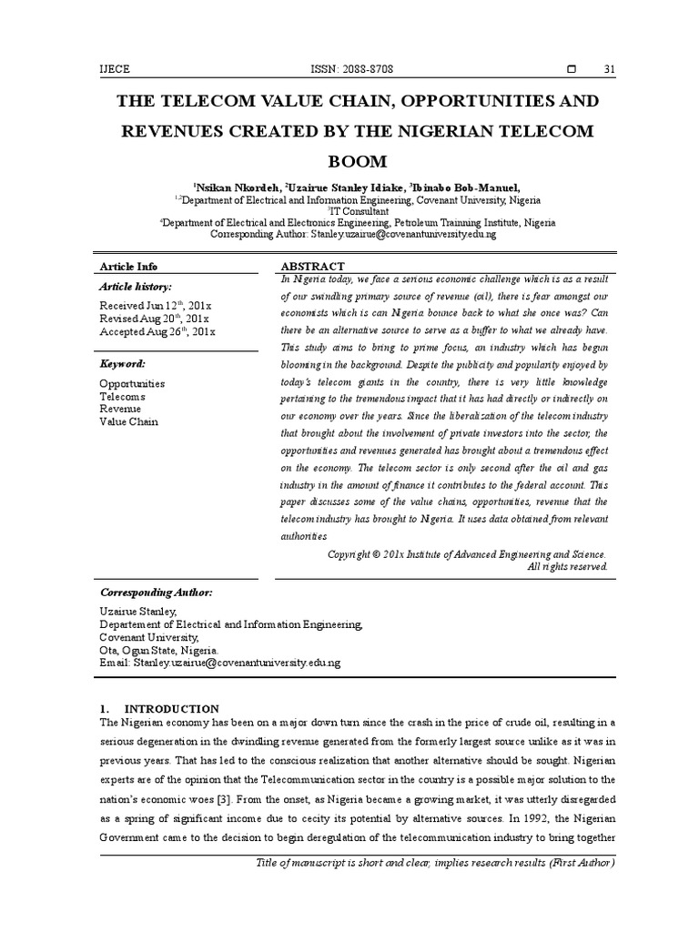The Telecom Value Chain, Opportunities and Revenues Created by The ...