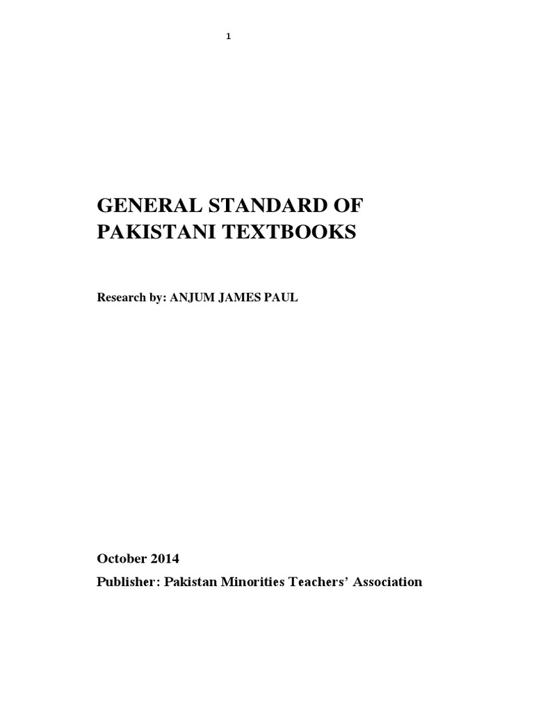 General Standard of Pakistani Textbooks | PDF | Indian National ...