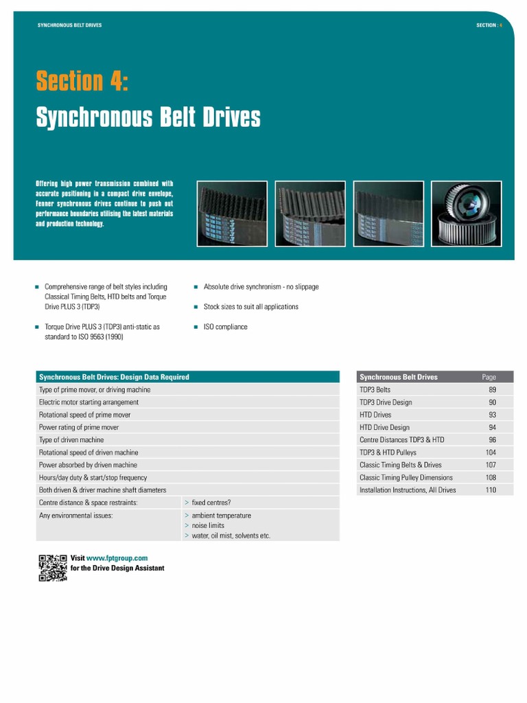 Catalog Fenner Synchronous Belts | PDF